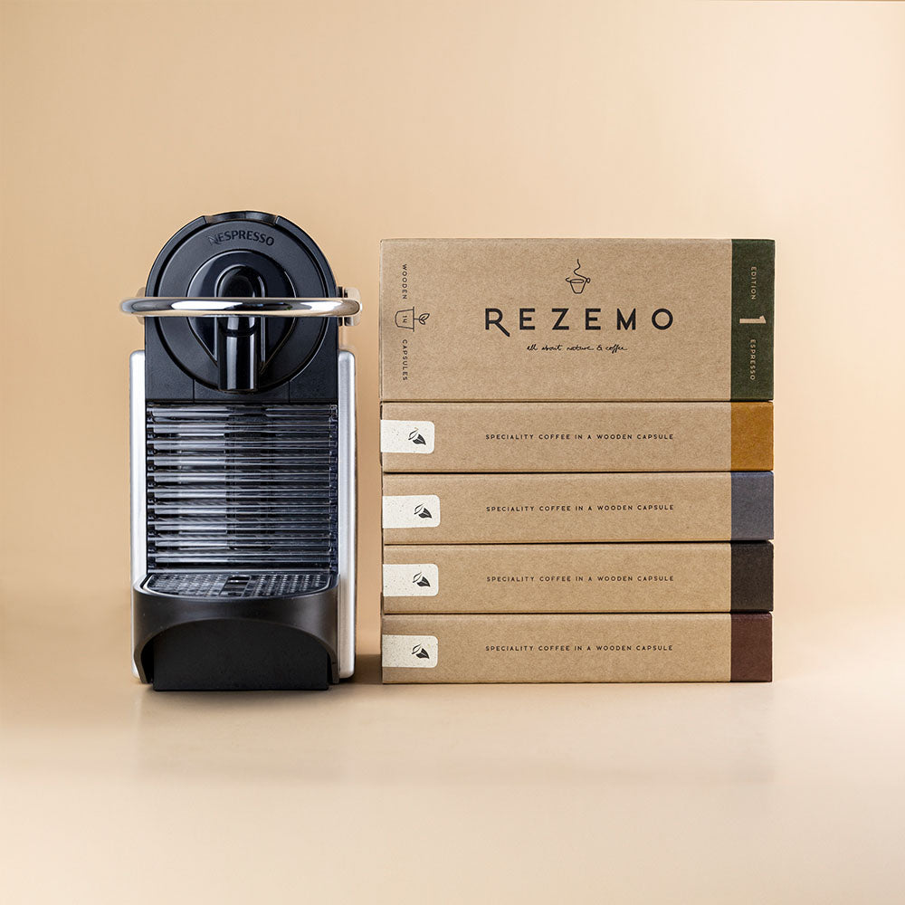 Nespresso® Pixie mit 70 Kaffeekapseln | rezemo Starter Set